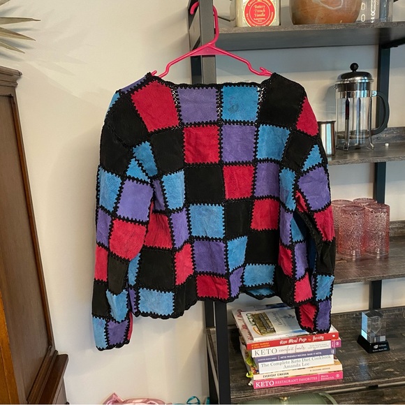 SMH | Jackets & Coats | Vintage Smh Boutique Leather Patch Art Crochet ...